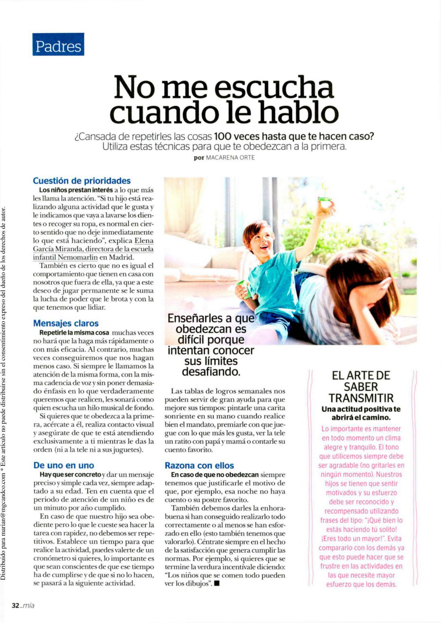 No me escucha cuando le hablo, artículo Nemomarlin en revista Mía